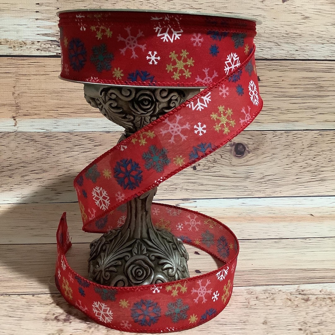 1.5" X 5 Yards Wired Snowflake Ribbon - Christmas Ribbon - Winter ...