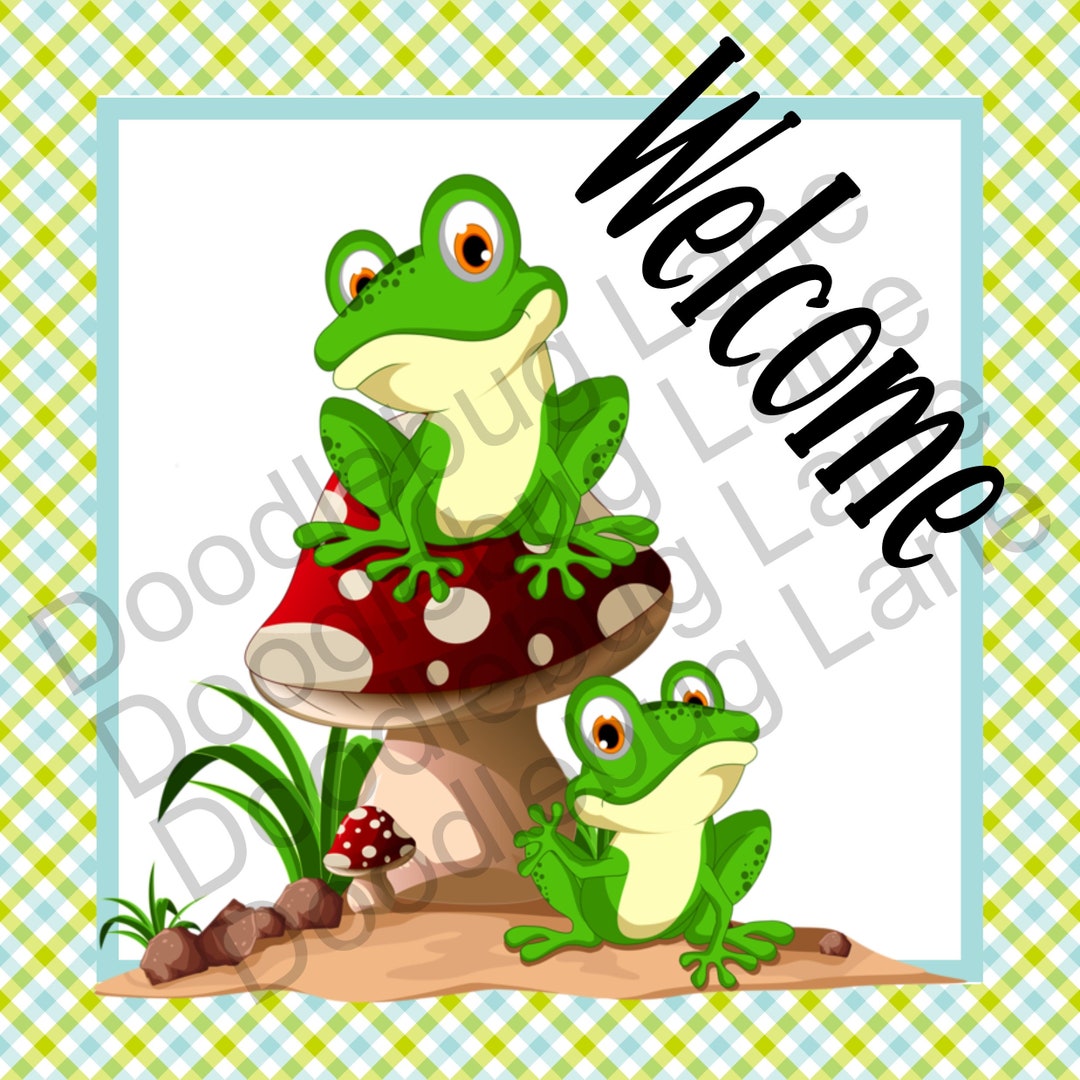 Welcome Wreath Sign - Frog Sign - Spring Wreath Sign - Metal Wreath ...