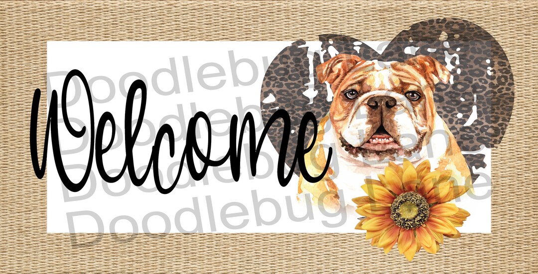 Welcome Bulldog Sign-metal Wreath Sign-animal Sign-pet Sign-dog Wreath ...