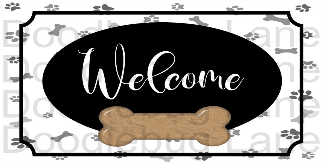 Welcome Wreath Sign-dog Bone-welcome Sign-pet Sign-paw Print-rectangle ...