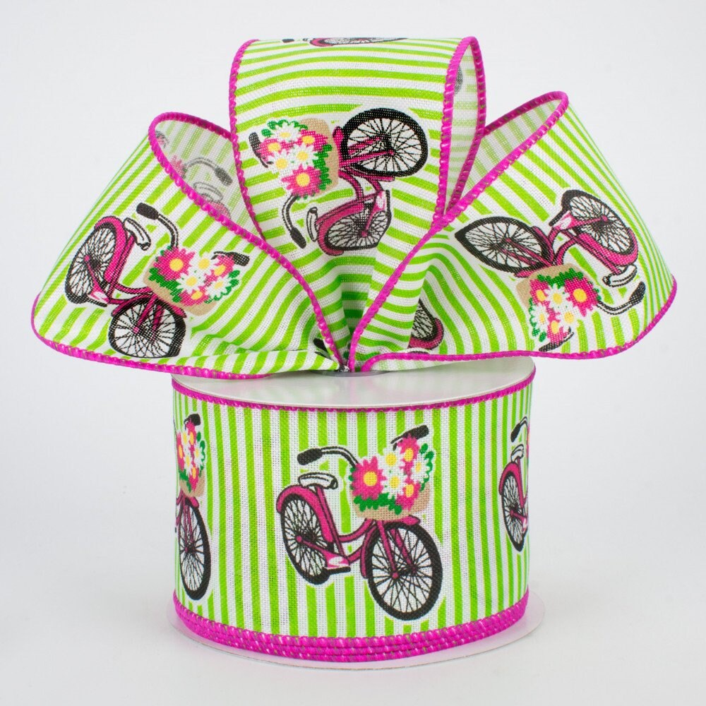Flower Bike Ribbon Wired Edge Ribbon Spring Ribbon | Etsy