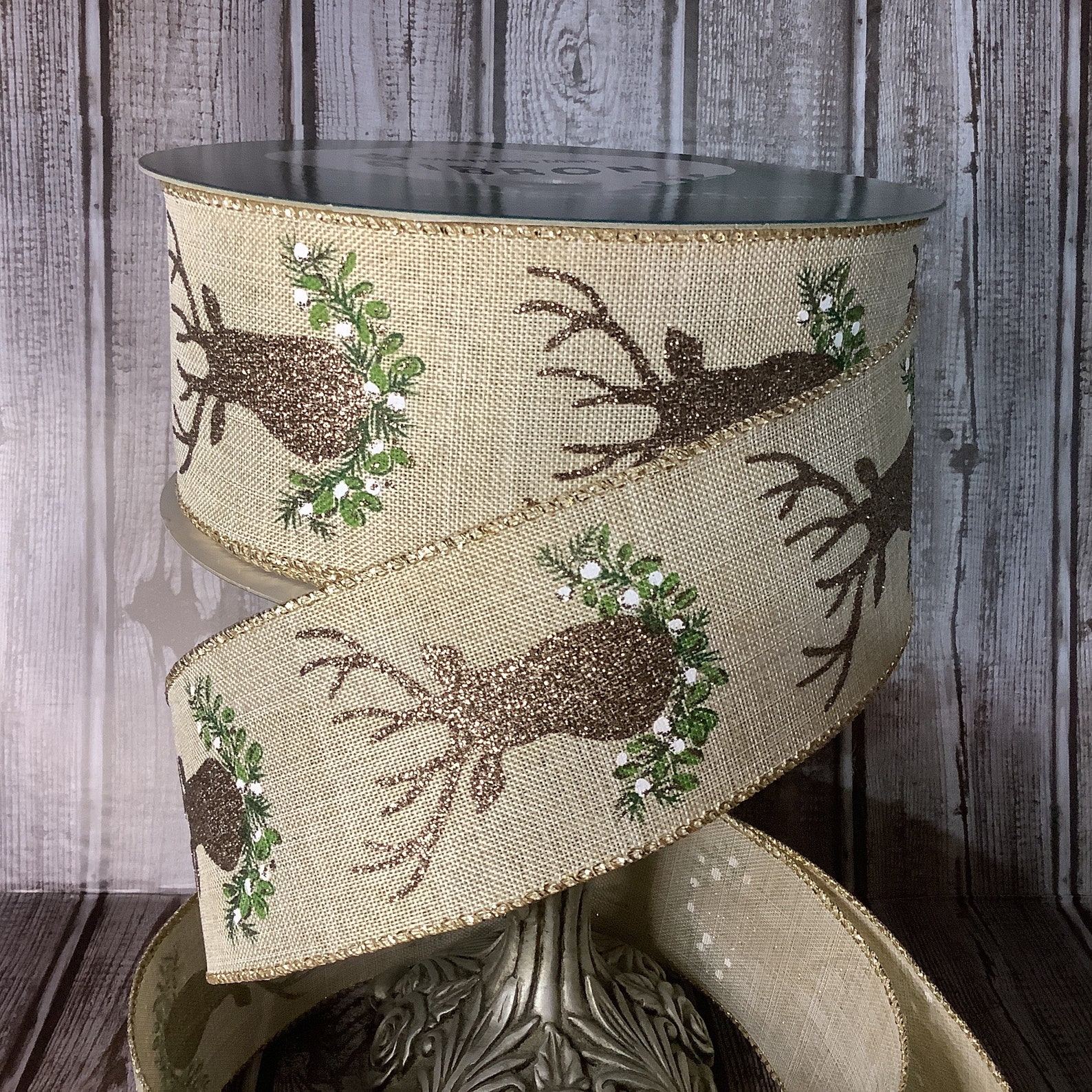 Wired Christmas Ribbon-farmhouse Ribbon-faux Burlap - Etsy