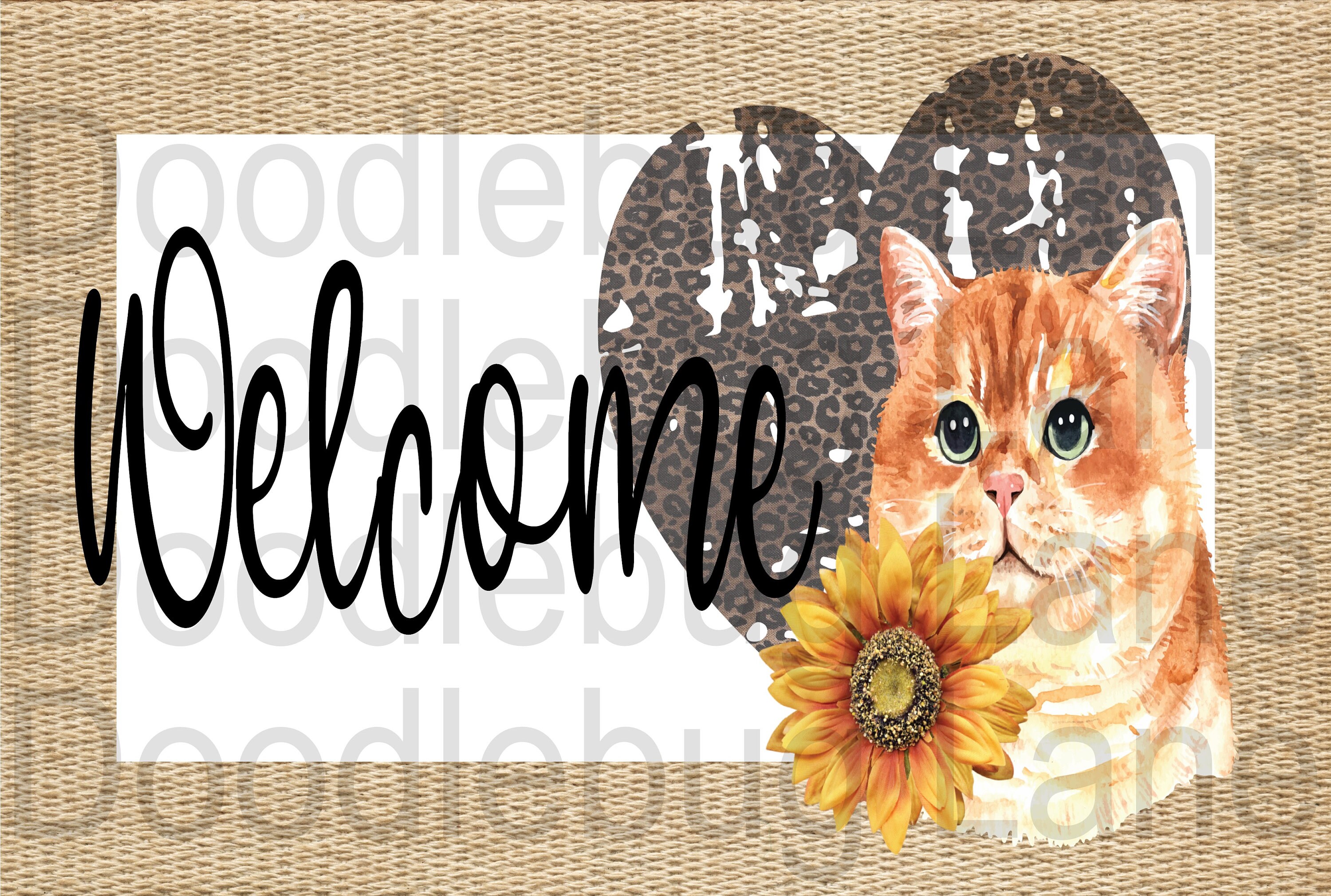 Welcome Wreath Sign-tabby Cat Sign-pet Sign-cat Wreath Sign-rectangle ...