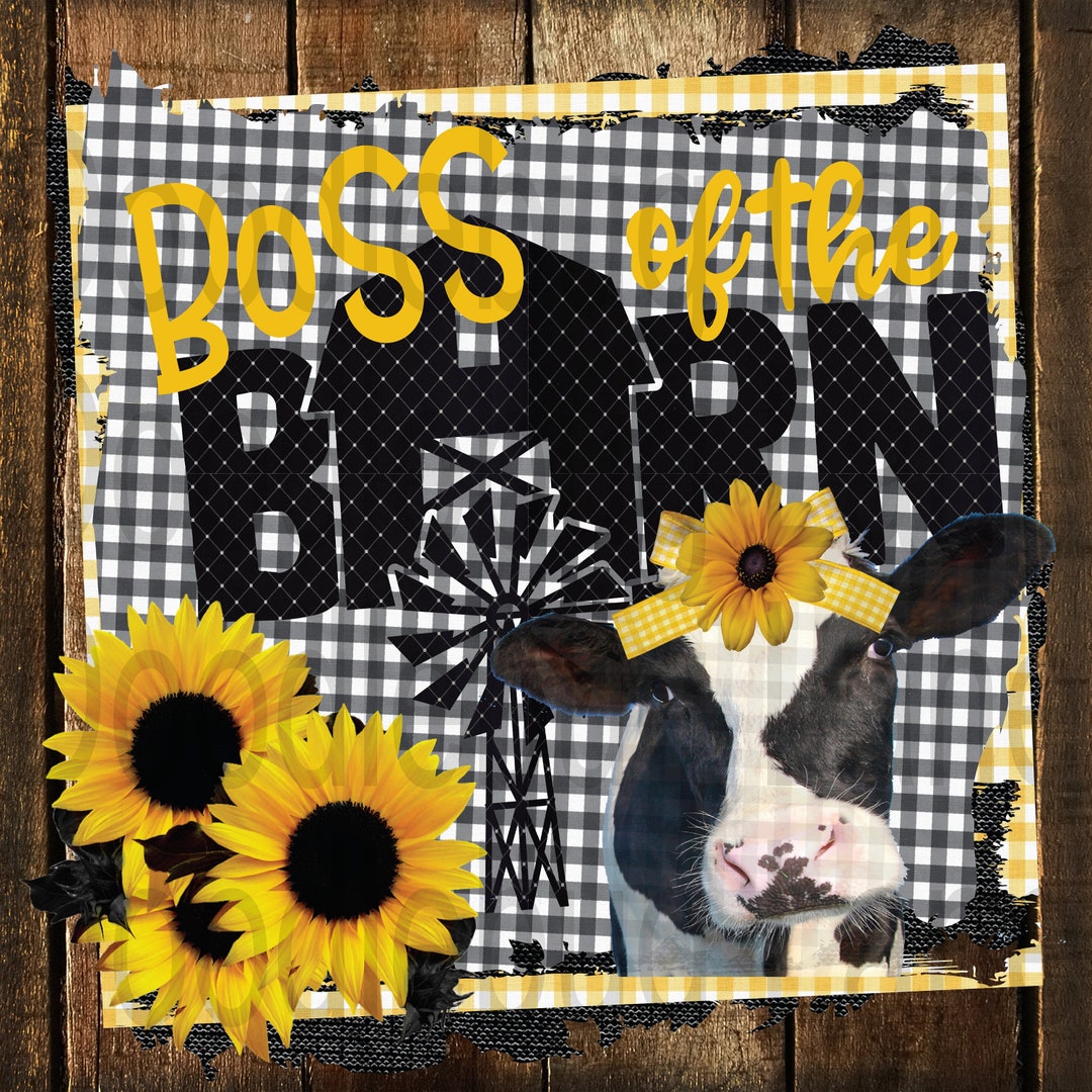 Farmhouse Wreath Sign-farm Scene-barn-sunflowers-windmill-cow Sign-boss ...