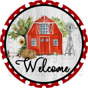 Welcome Farmhouse Sign-farmhouse Wreath Sign- Farm Scene- Metal Wreath ...
