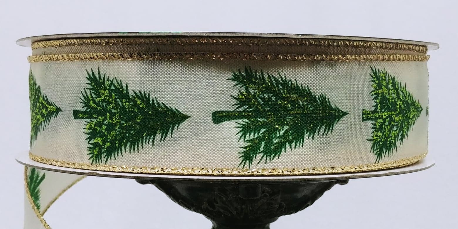 Christmas Ribbon Christmas Tree Wired Ribbon 1.5 x | Etsy