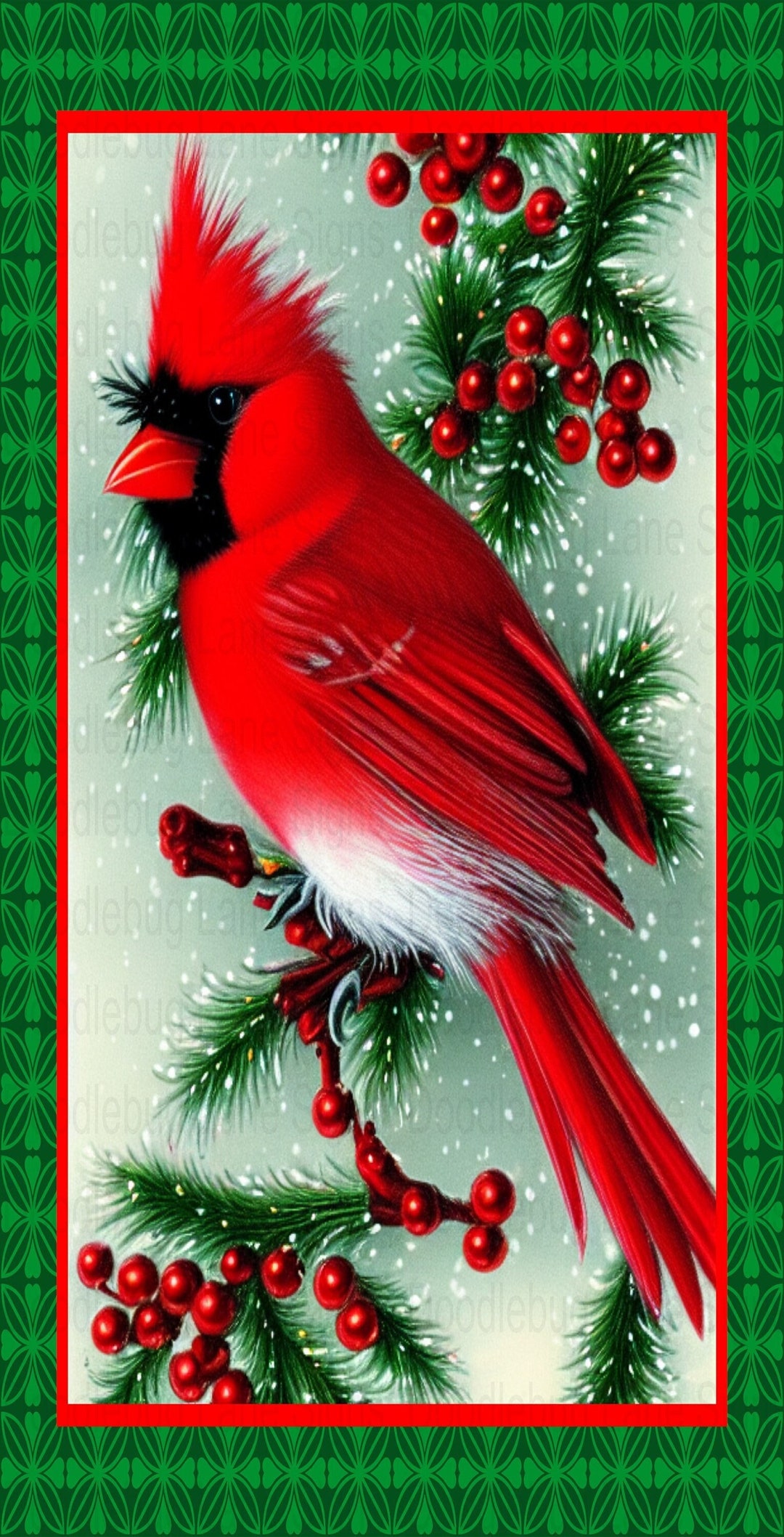 Cardinal Wreath Sign - Christmas Cardinal Sign - Winter Wreath Sign ...