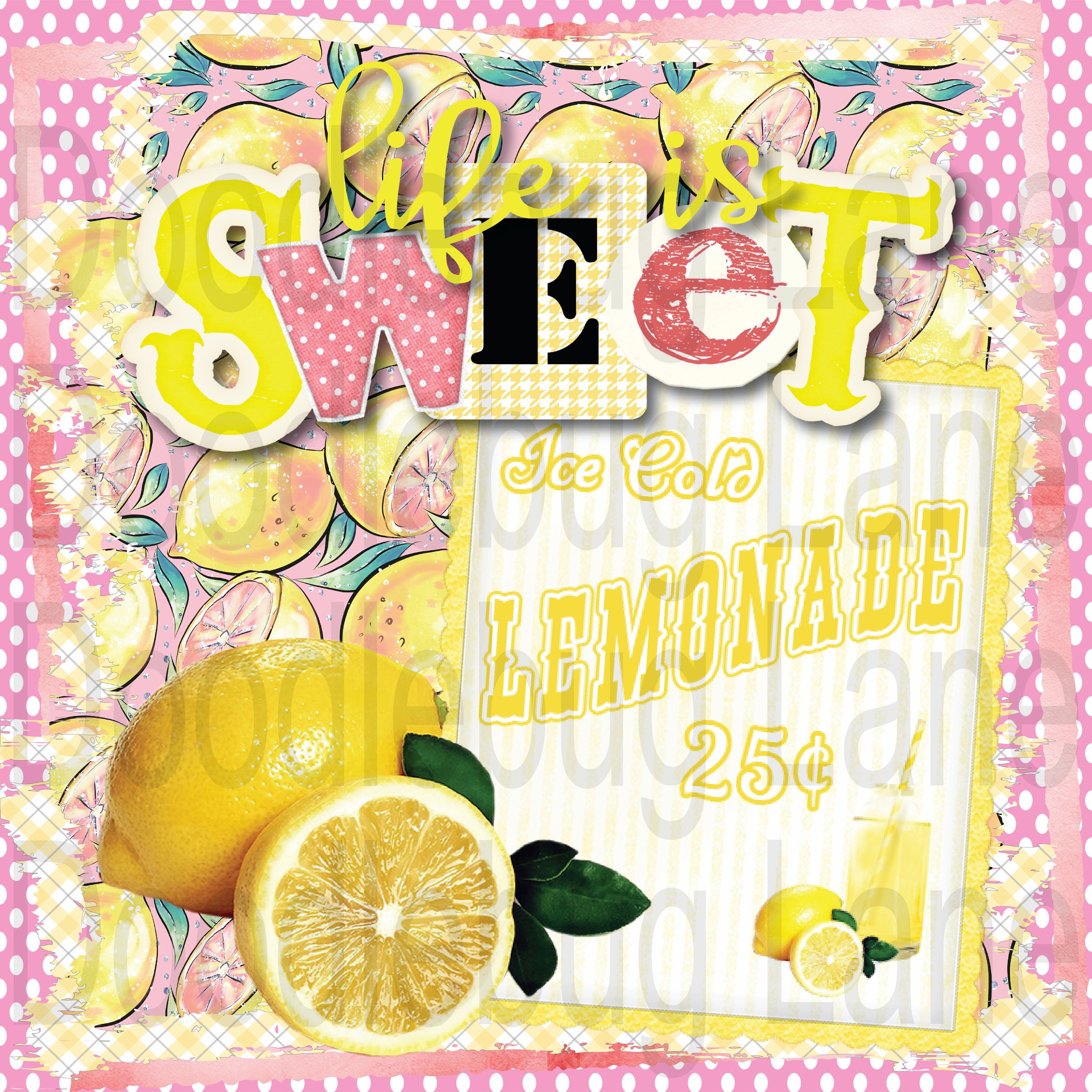 Lemon Sign for Wreath-pink Lemonade- Lemonade Sign-life is Sweet Wreath ...