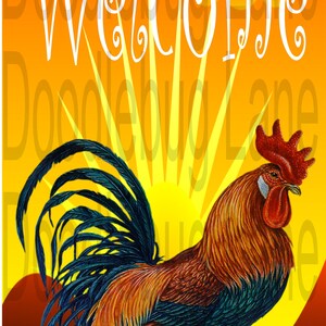 Welcome Rooster Sign - Farmhouse Decor - Rooster Wreath Sign ...