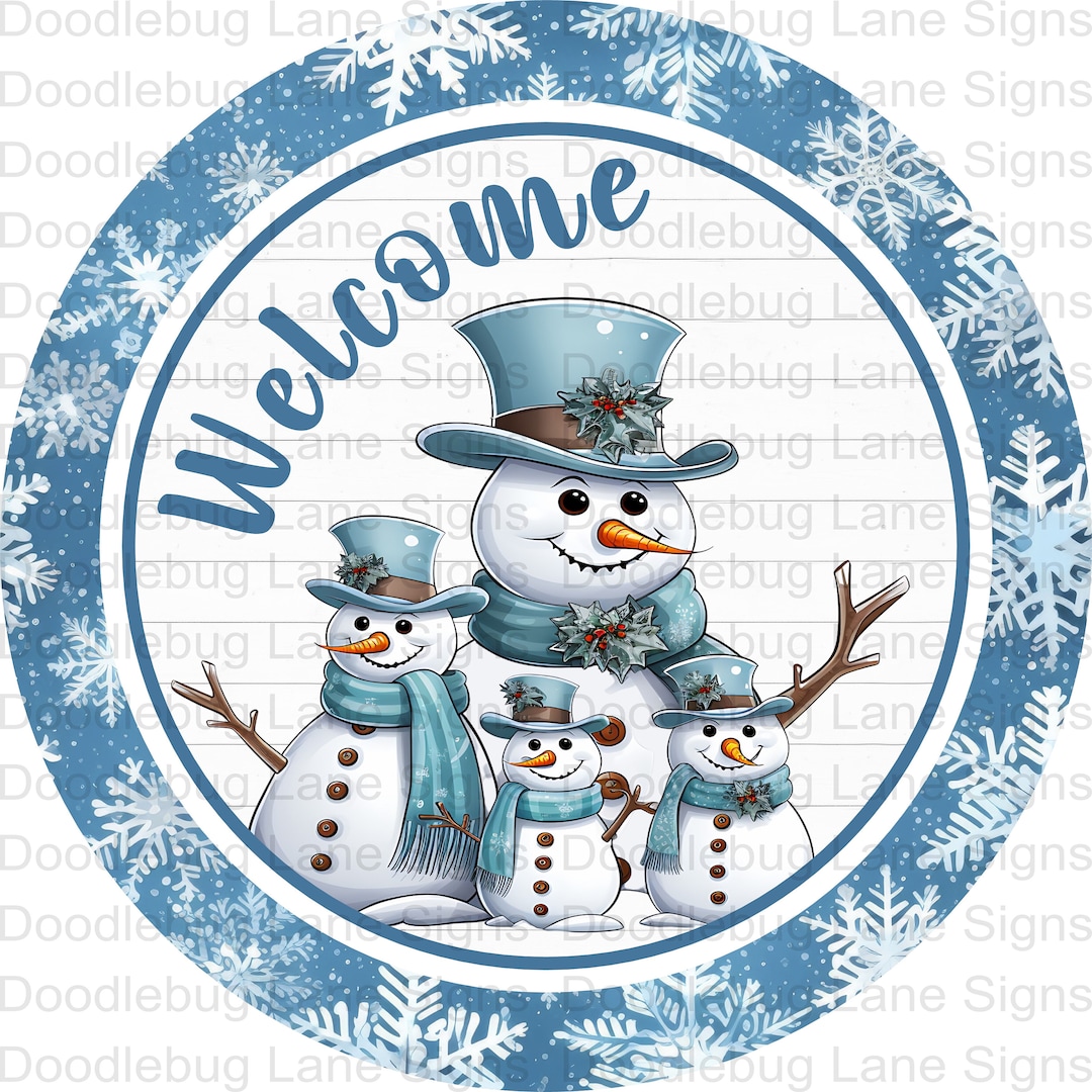 Winter Welcome Wreath Sign - Snowman Welcome Sign - Snowman Family ...