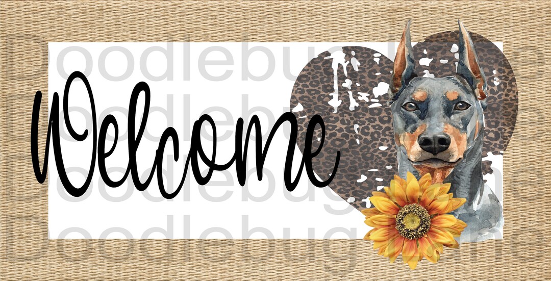 Welcome Wreath Sign-doberman Sign-pet Sign-dog Sign-leopard Print Heart ...