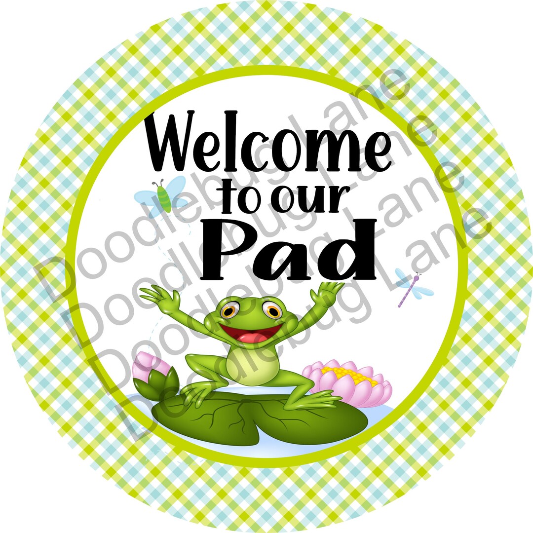Welcome to Our Pad-spring Wreath Sign-frog Sign-metal Wreath Sign-round ...