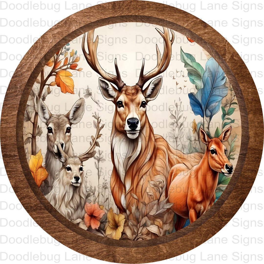 Woodland Animals Wreath Sign - Deer in Woods - Fall Wreath Decor ...
