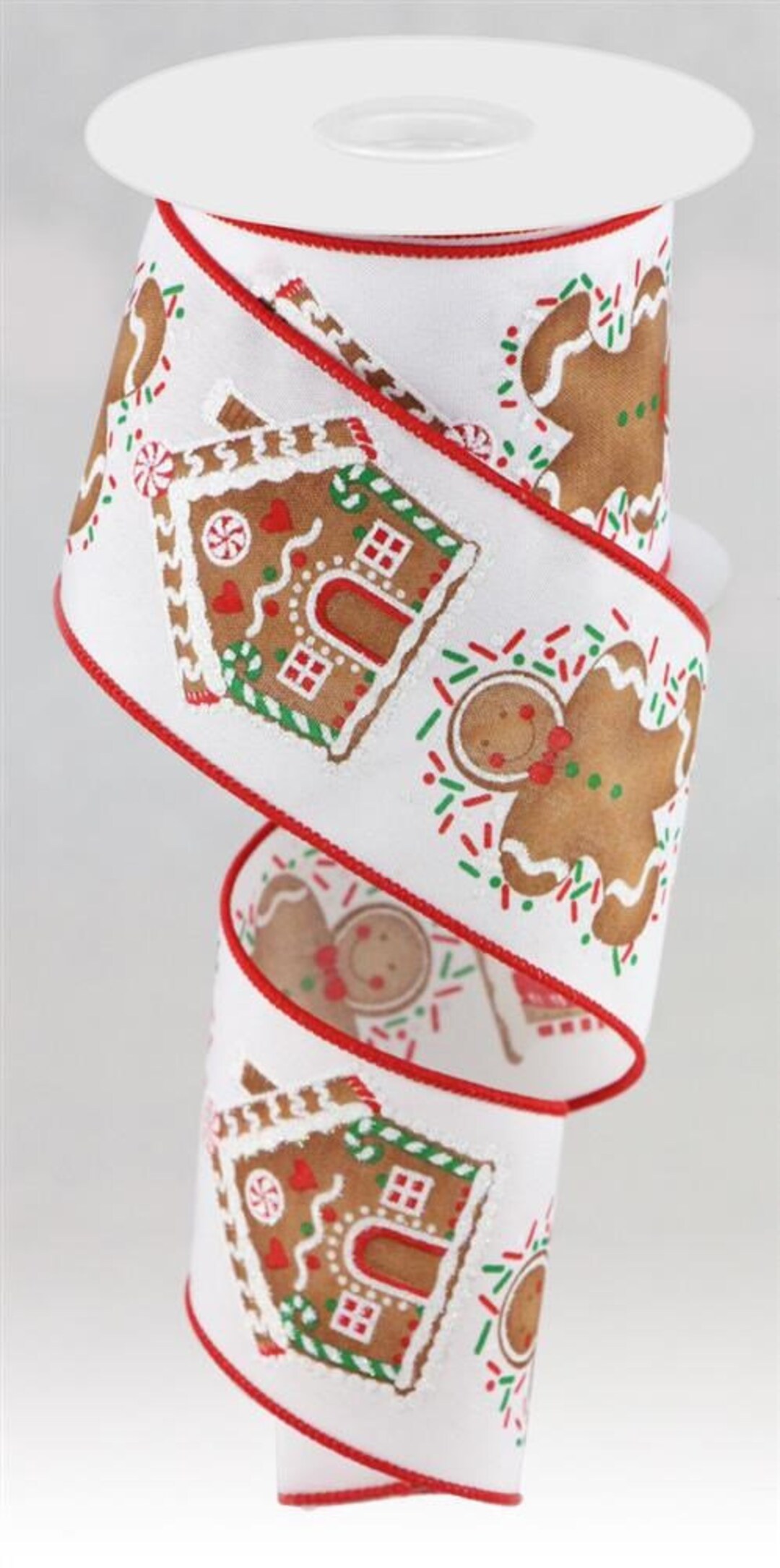 Wired Ribbon - Christmas Ribbon - Gingerbread Man - Gingerbread House ...