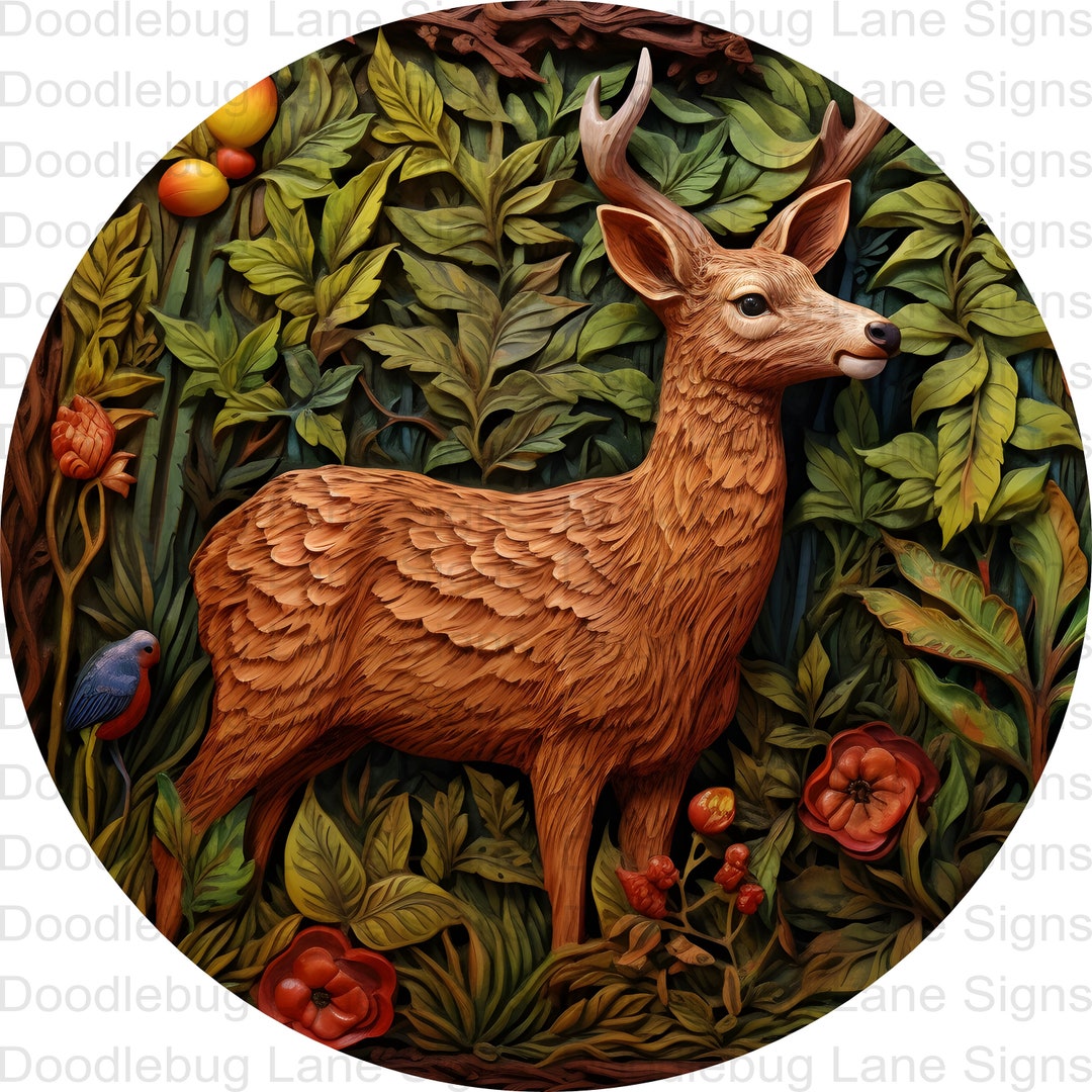 3D Deer Wreath Sign - Metal Deer Sign - Woodland Animals-fall Deer Sign ...