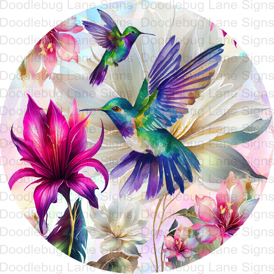 Hummingbird Wreath Sign-spring Wreath Sign-floral Hummingbird Sign ...