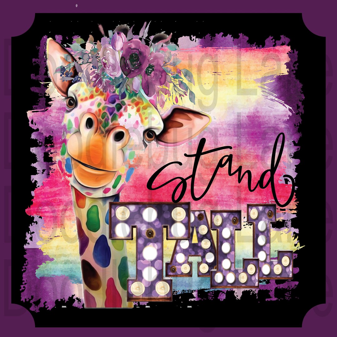 Giraffe Wreath Sign-inspirational Sign- Stand Tall-purple and Black ...