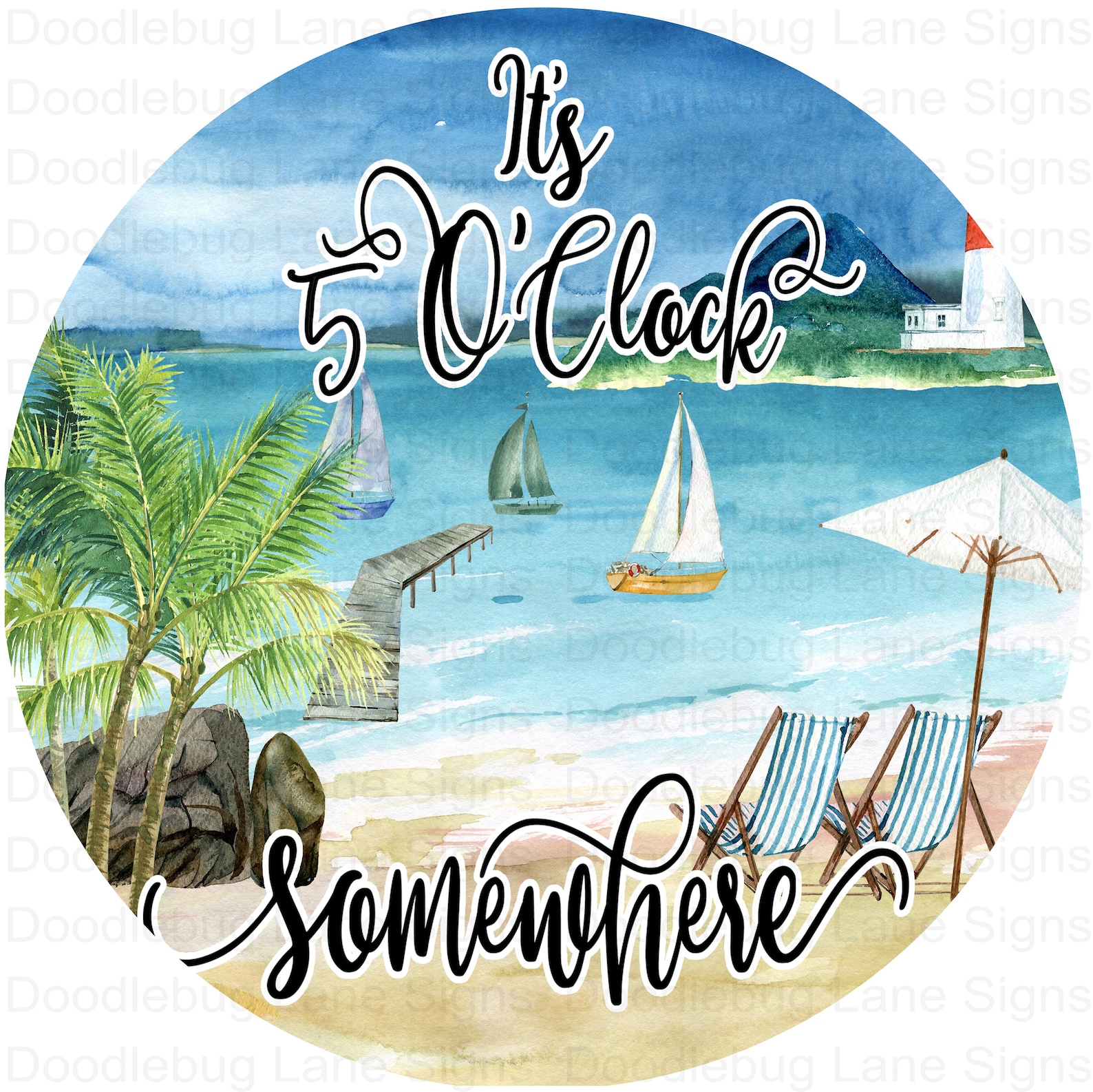 Beach Wreath Sign-it's 5 O'clock Somewhere-summer - Etsy