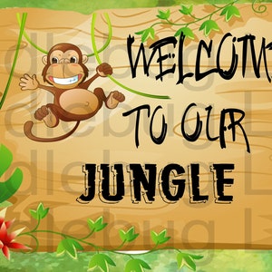 Welcome to Our Jungle - Animal Decor - Monkey- Giraffe - Welcome Sign ...