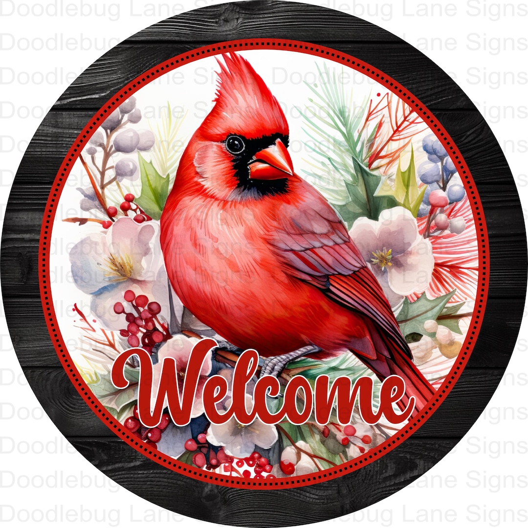 Welcome Cardinal Wreath Sign - Welcome Wreath Decor - Cardinal Welcome ...