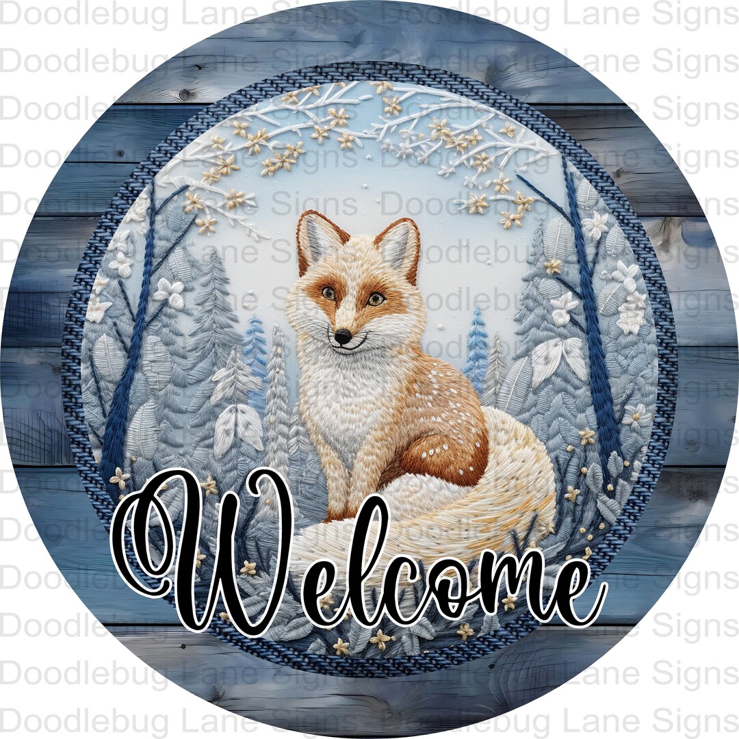 Welcome Wreath Sign Winter Wonderland-fox Wreath Sign-fox - Etsy