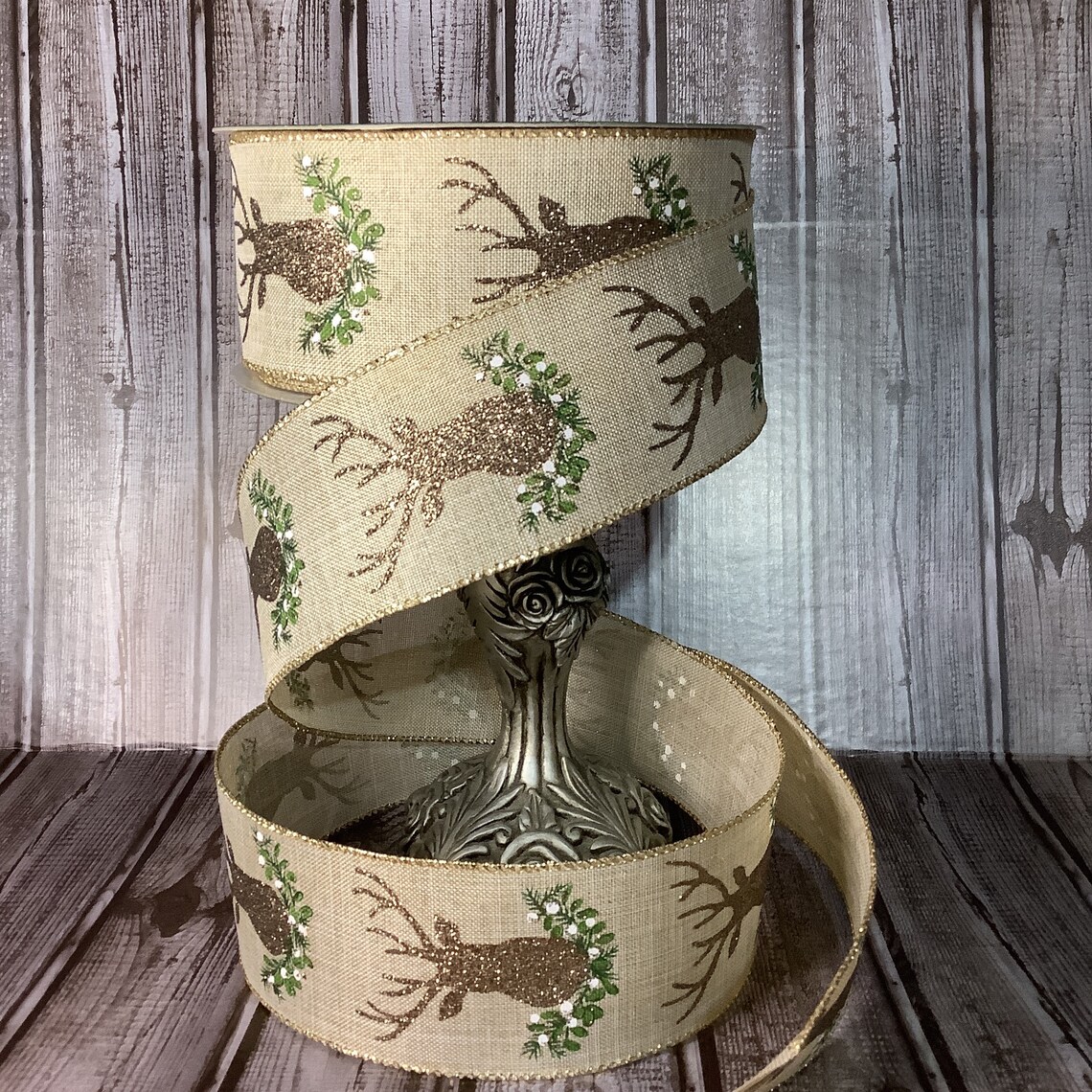 Wired Christmas Ribbon-farmhouse Ribbon-faux Burlap - Etsy