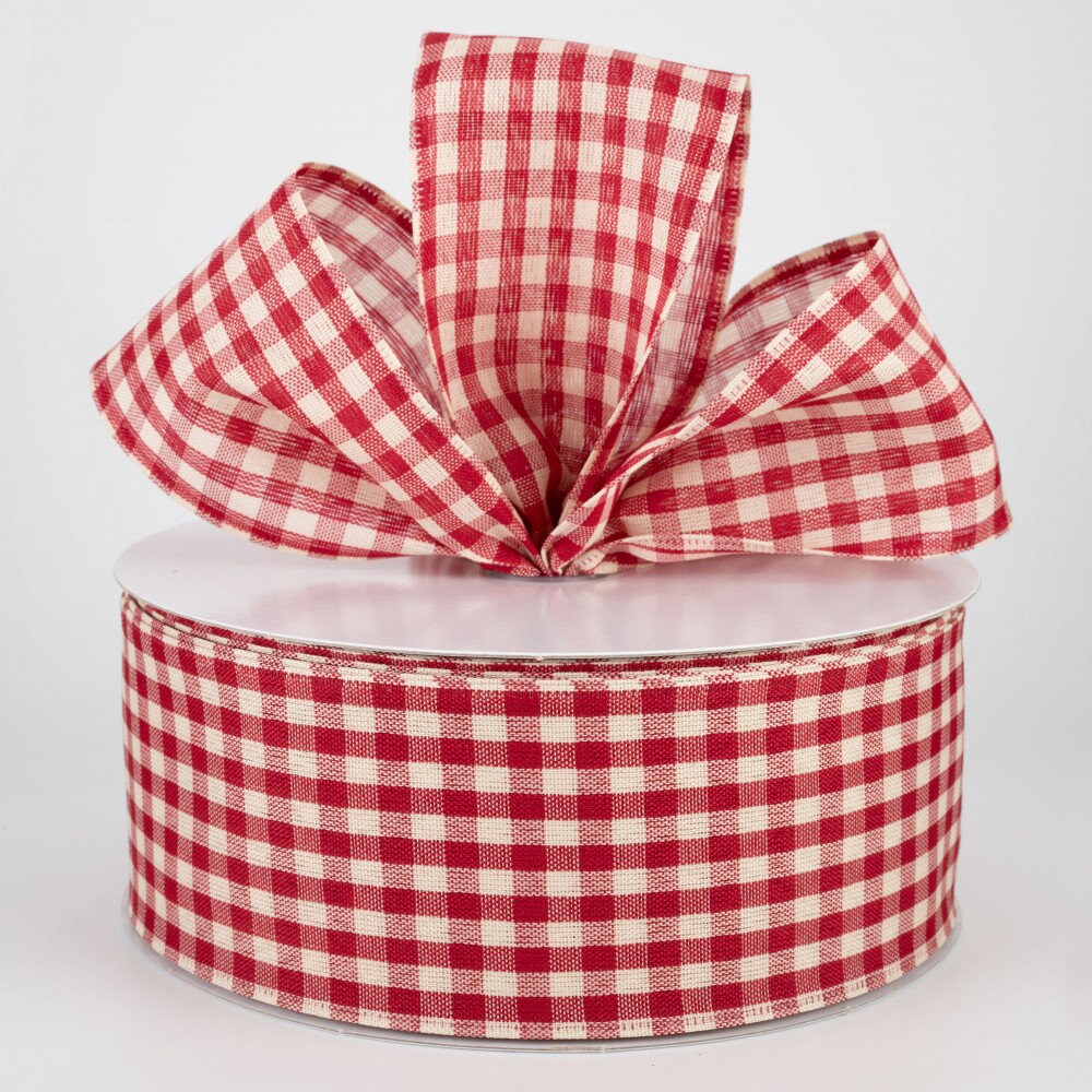 Wired Ribbon Primitive Gingham Ribbon Farmhouse Ribbon - Etsy