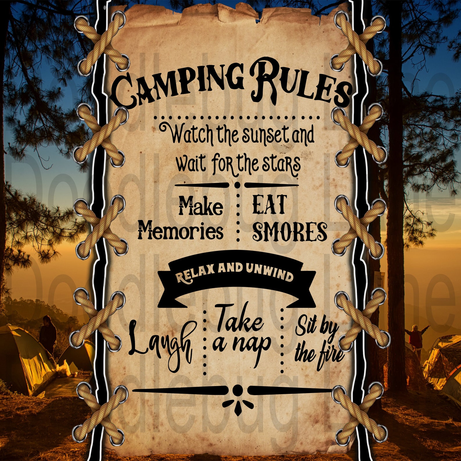 Camping Rules Camping Wreath Sign Square Sign Outdoorsy - Etsy