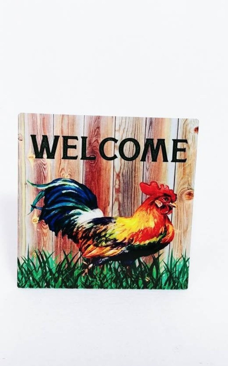 Welcome Rooster Metal Wreath Sign Rooster Decor | Etsy