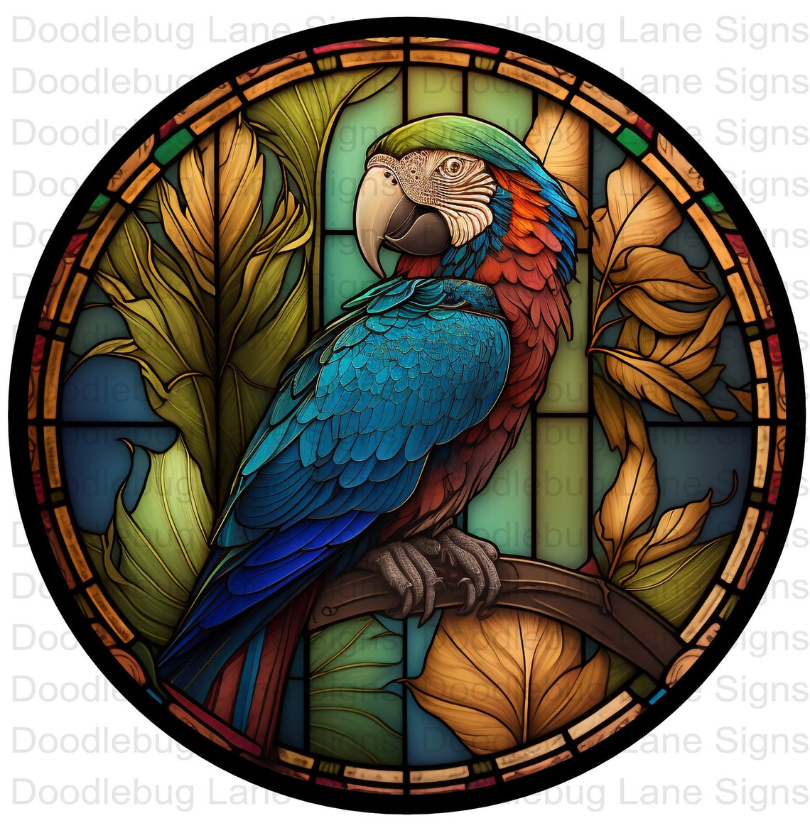 Faux Stained Glass Wreath Sign-macaw Sign-bird Wreath - Etsy
