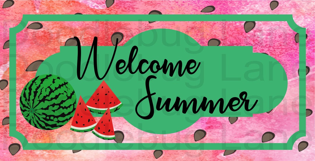Welcome Summer Watermelon Sign Summer Wreath Sign Rectangle Sign Metal ...