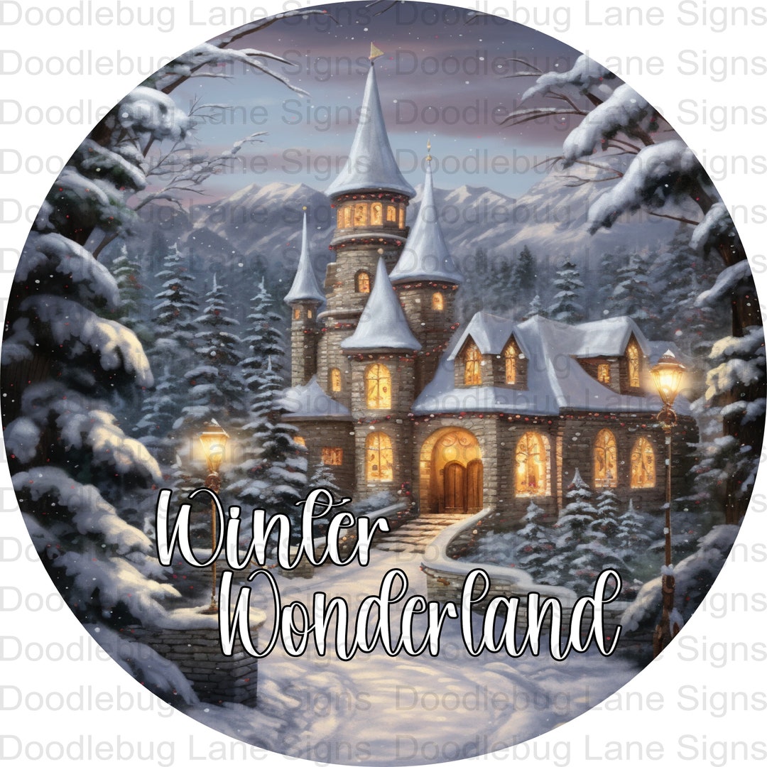 Winter Wreath Sign - Winter Wonderland - Winter Snow Scene - Round ...