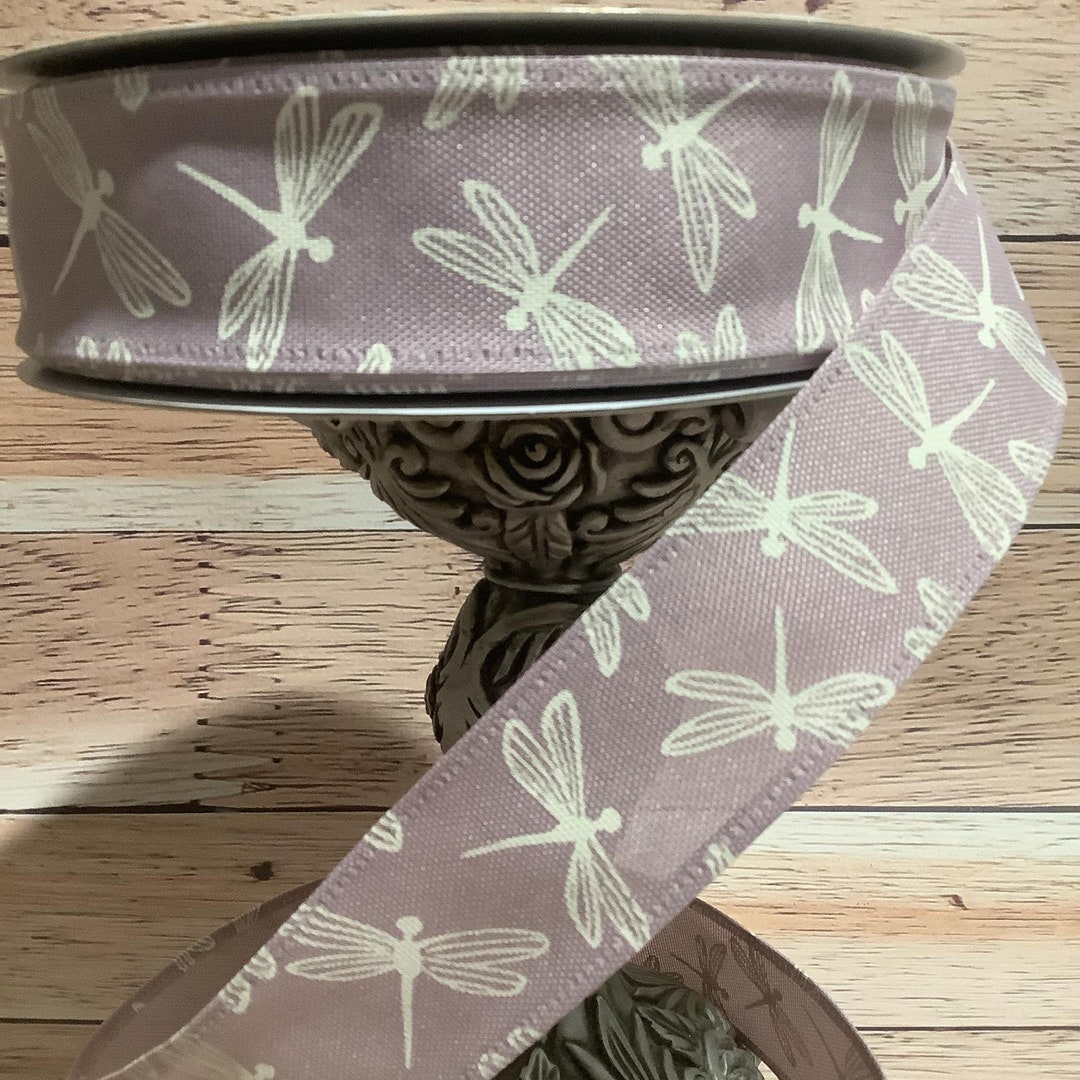 1.5" X 5 Yards - Lavendar-purple Wired Ribbon With Dragonflies - Spring ...