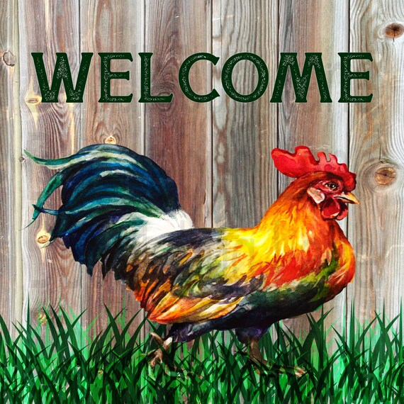 Welcome Rooster Metal Wreath Sign Rooster Sign Farmhouse - Etsy