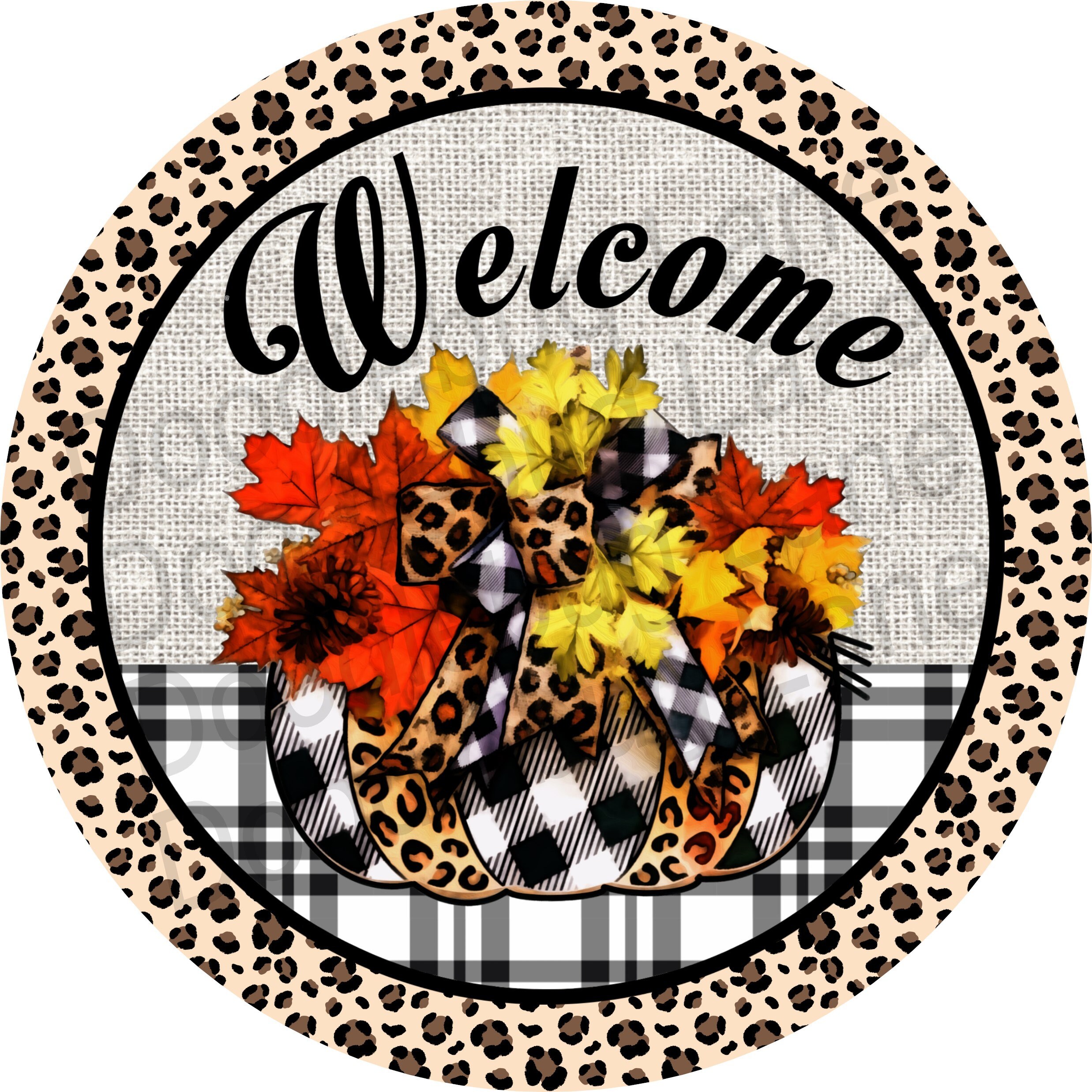 Fall Wreath Sign Leopard Print Pumpkin Welcome Wreath Sign - Etsy