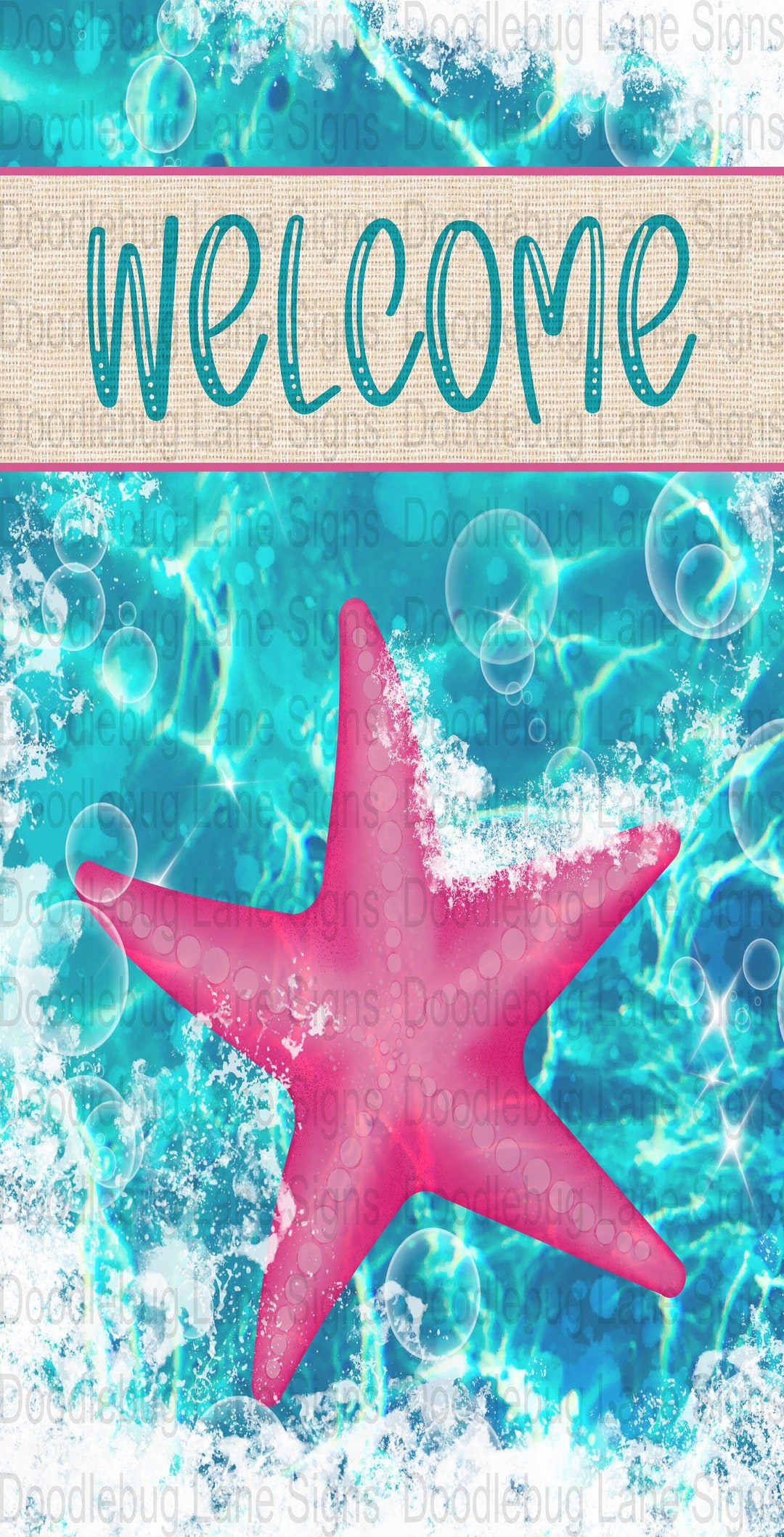 Welcome Wreath Sign - Beach Theme - Starfish Sign - Rectangle Wreath ...