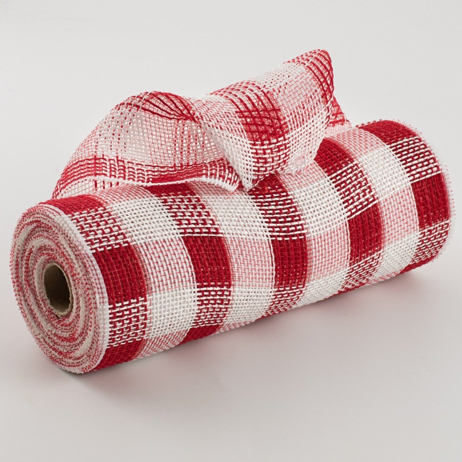 Faux Jute Check Deco Mesh Red and White Checked Faux Jute - Etsy