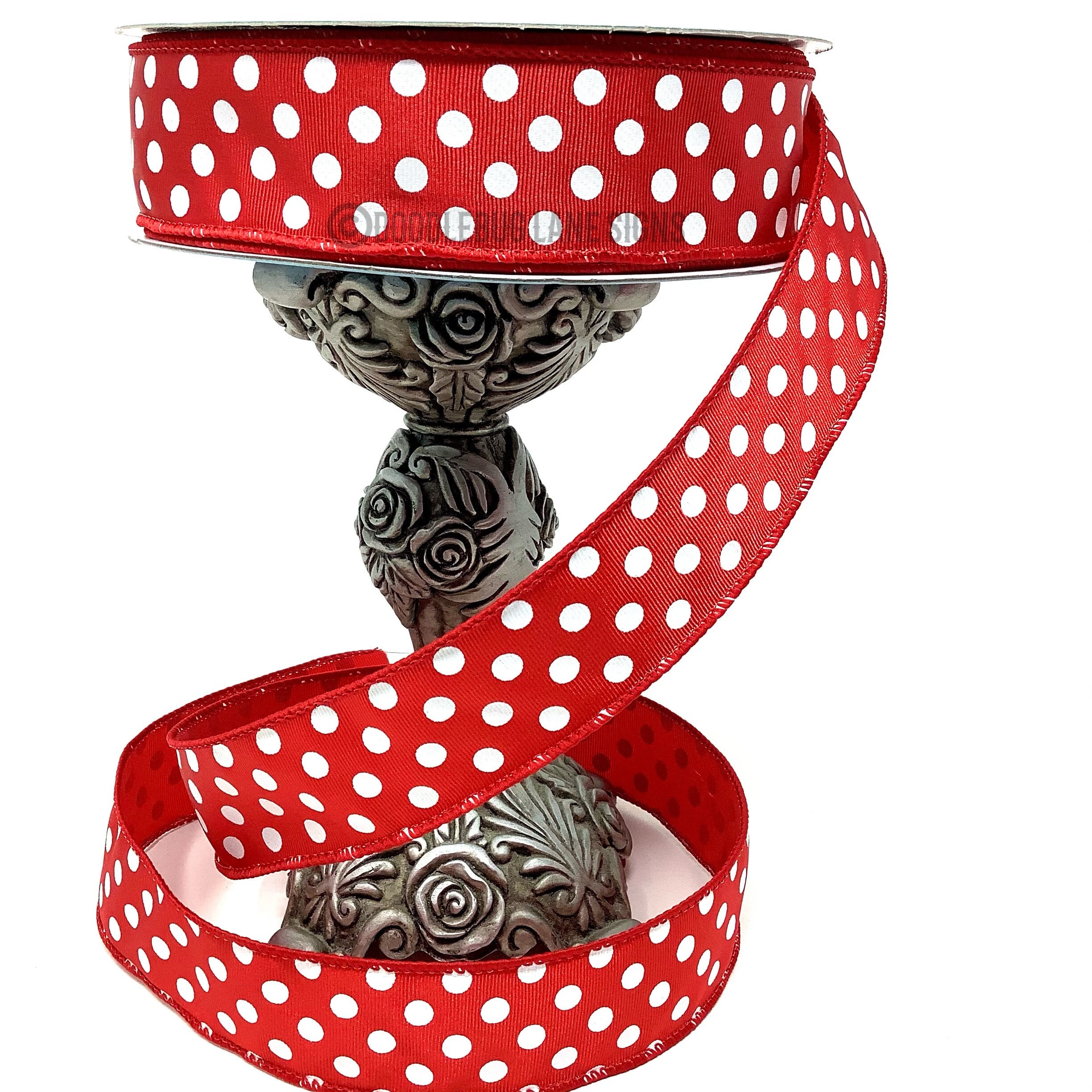 Wired Ribbon Red and White Polka Dot Farmhouse Ribbon - Etsy