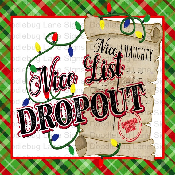 Nice List Dropout Christmas Wreath Sign Nice or Naughty - Etsy