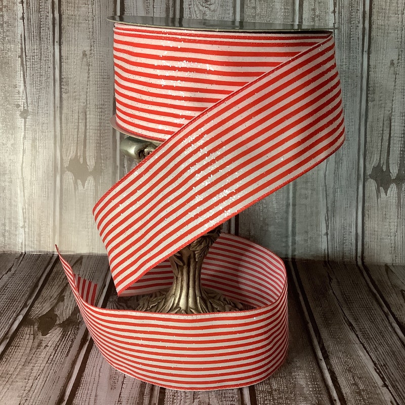 Red and White Stripe Ribbon - Etsy