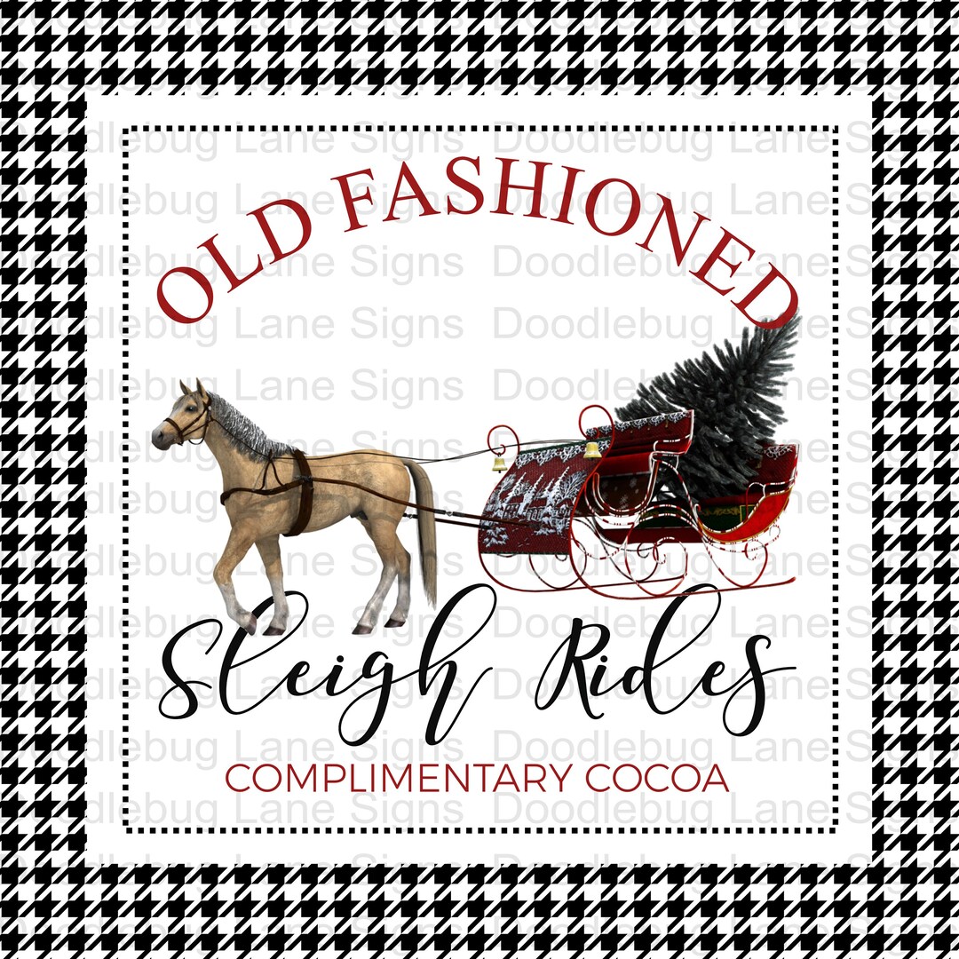 Winter Wreath Sign-old Fashioned Sleigh Rides-horse and Sled-square ...