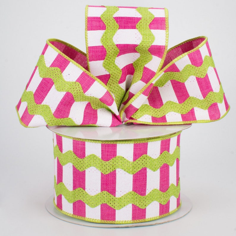 Wired Ribbon Ric Rac Ribbon Spring Ribbon Lime Green and - Etsy