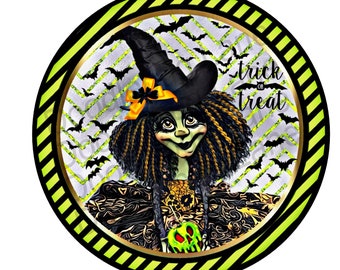 Halloween Witch Wreath Sign Metal Wreath Sign 8 Inch Round - Etsy