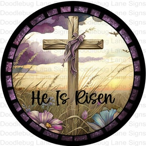 He is Risen Wreath Sign-faux Stained Glass Wreath Sign-easter Wreath ...