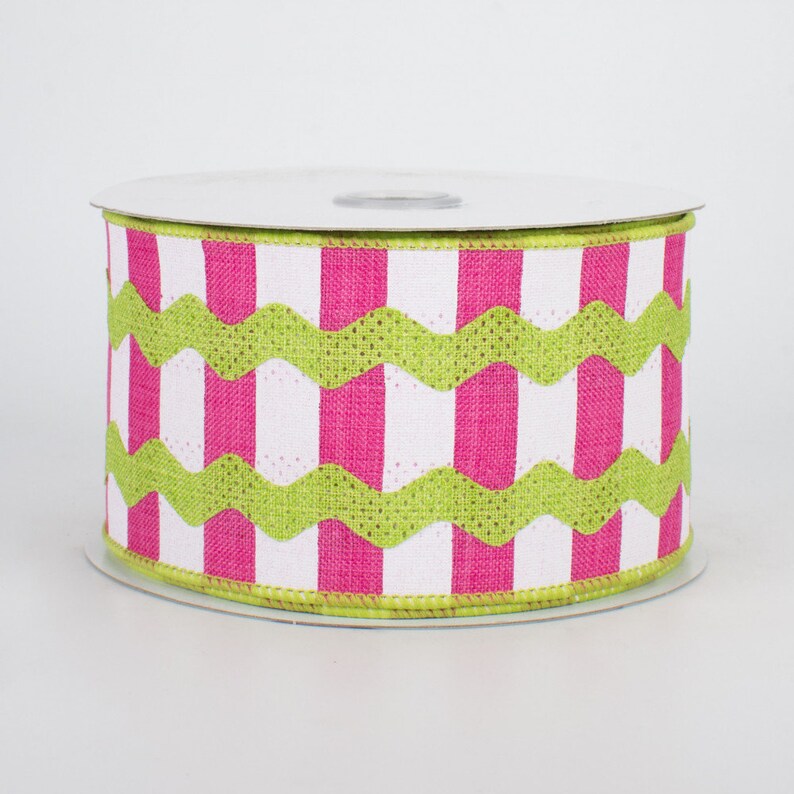 Wired Ribbon Ric Rac Ribbon Spring Ribbon Lime Green and - Etsy