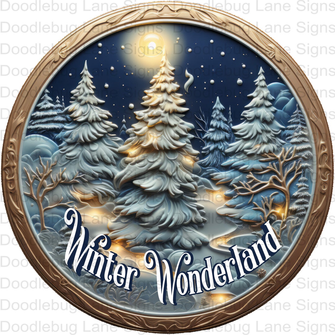 Winter Wonderland Wreath Sign - Winter Wreath Sign - Snow Covered Trees ...