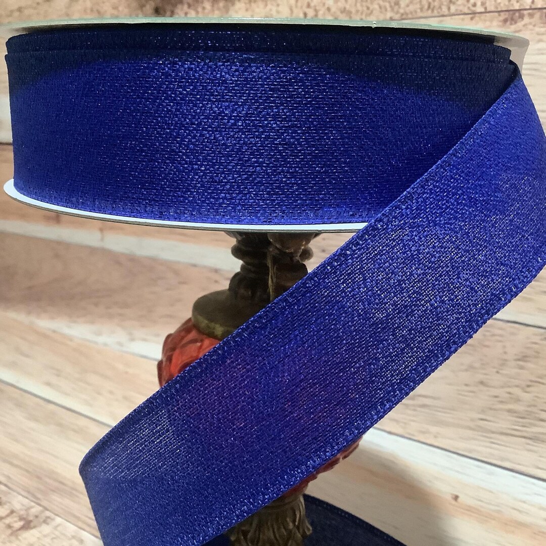 1.5" X 5 Yards Royal Blue Metallic Ribbon - Wired Ribbon - Christmas ...