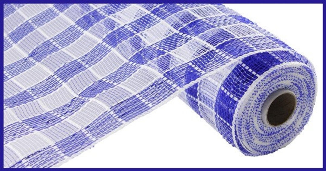 Poly Deco Mesh - Blue and White Checked - 10.25" X 10 Yards - RE1367N6 ...