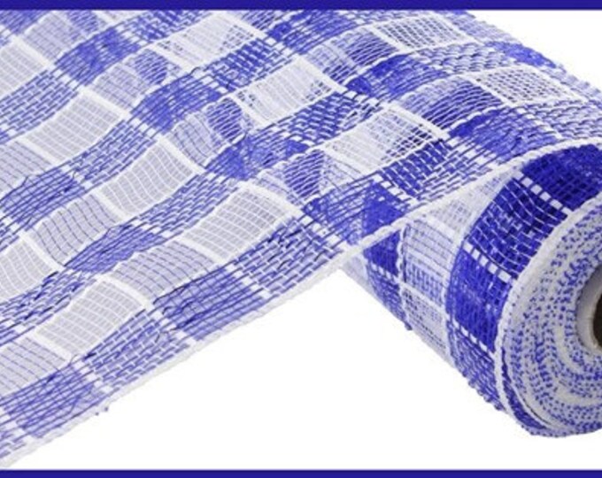 Poly Deco Mesh - Blue and White Checked - 10.25" X 10 Yards - RE1367N6 ...