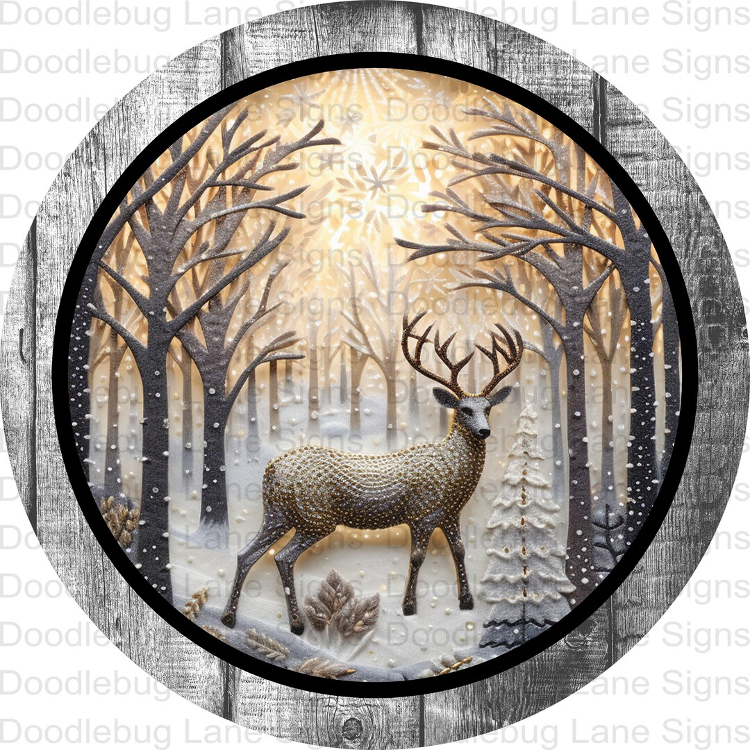 Christmas Wreath Sign-christmas Deer-winter Wreath Sign-reindeer Wreath ...